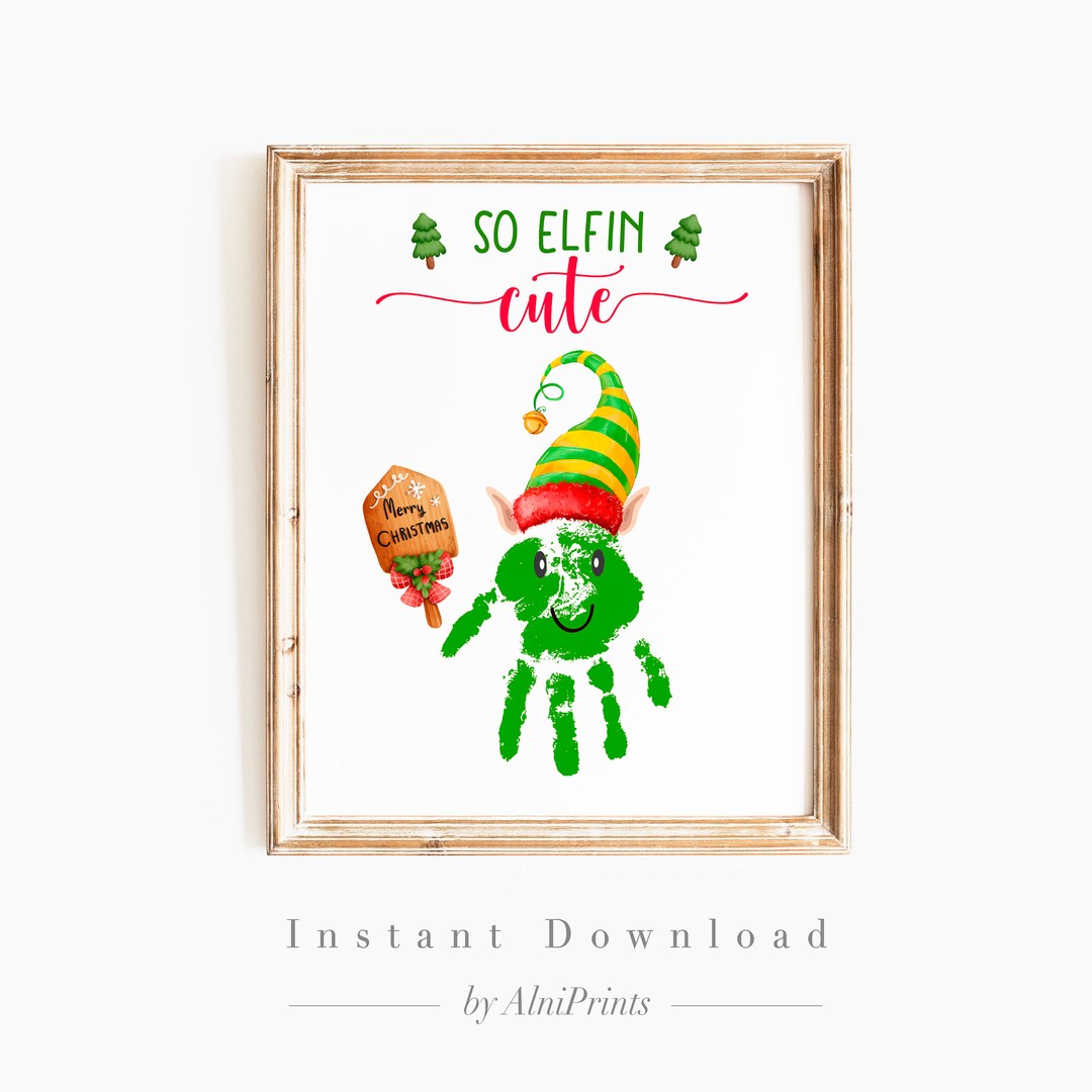 Elf Handprint Craft, Christmas Handprint Card, Christmas Handprint Art ...