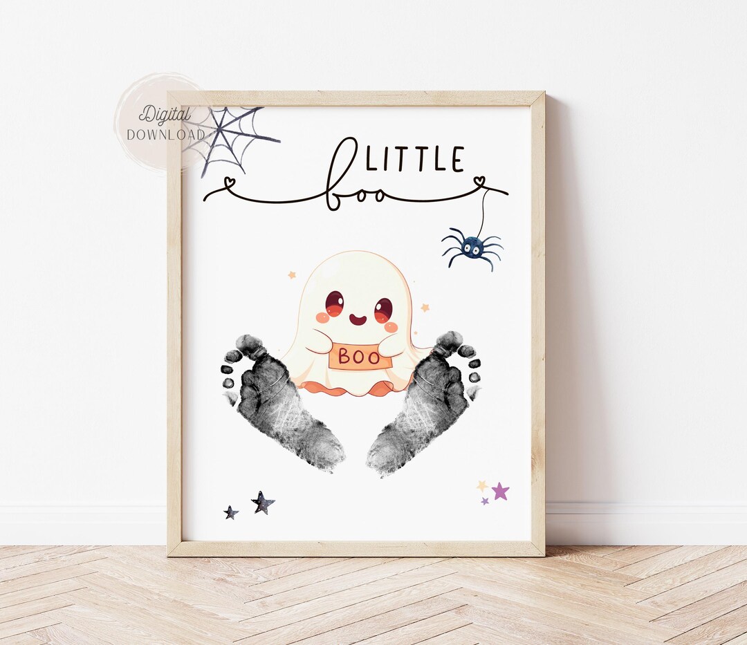 Halloween Ghost Footprint Art, Little Boo Halloween Handprint Craft ...