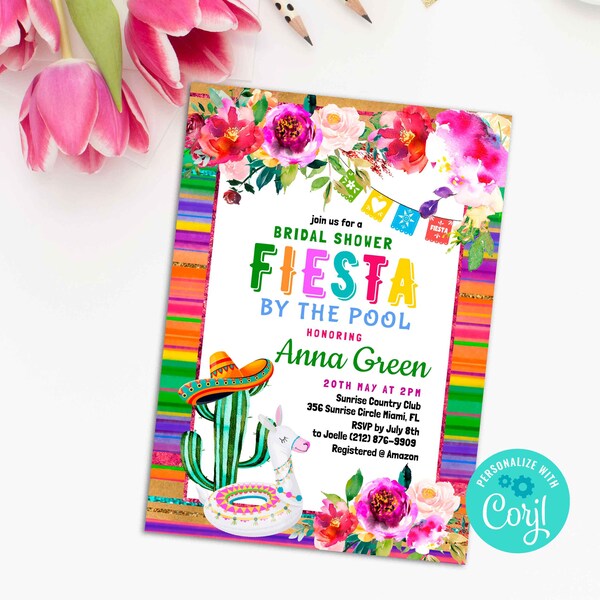Pool Mexican Fiesta Invitation - Etsy