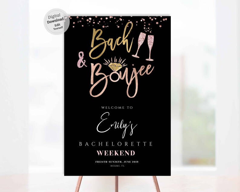 Bach and Boujee Bachelorette Welcome Sign Template - Etsy