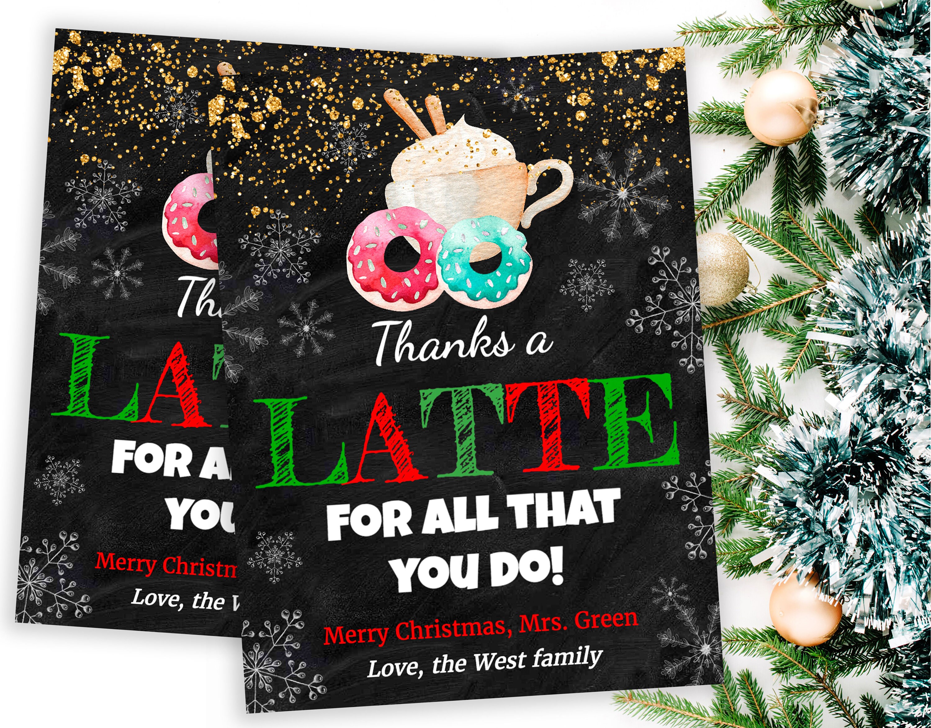 Thanks a Latte Gift Tags Christmas Appreciation Thank You Gift | Etsy