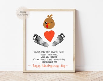 Turkey Footprint Craft Printable Thanksgiving Kids and Baby - Etsy