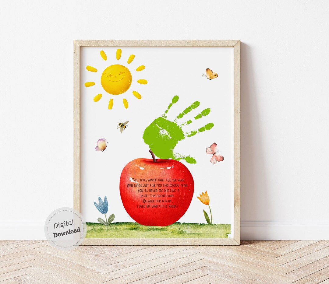 Back to School Poem Handprint Apple School Handprint Art 1st First Day ...