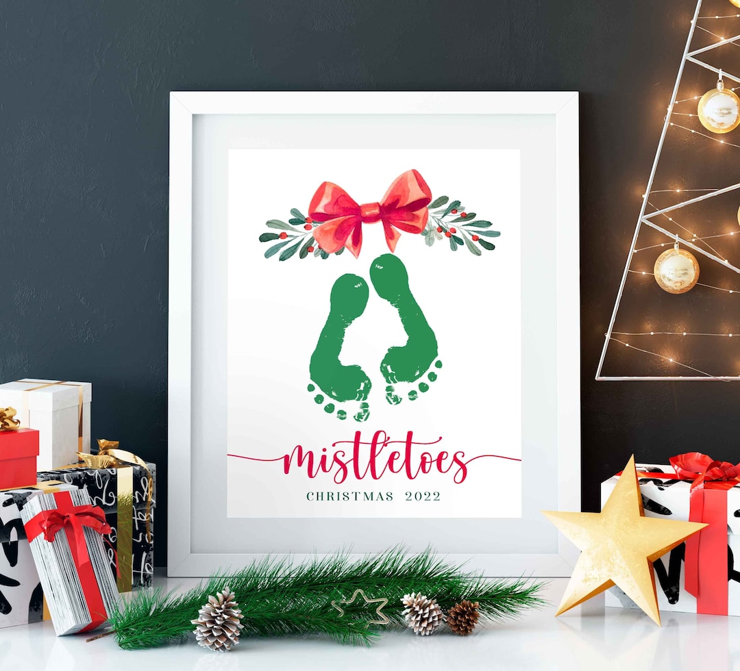 Christmas 2022 Mistletoes Mistle-toes Footprint Art Download Printable ...