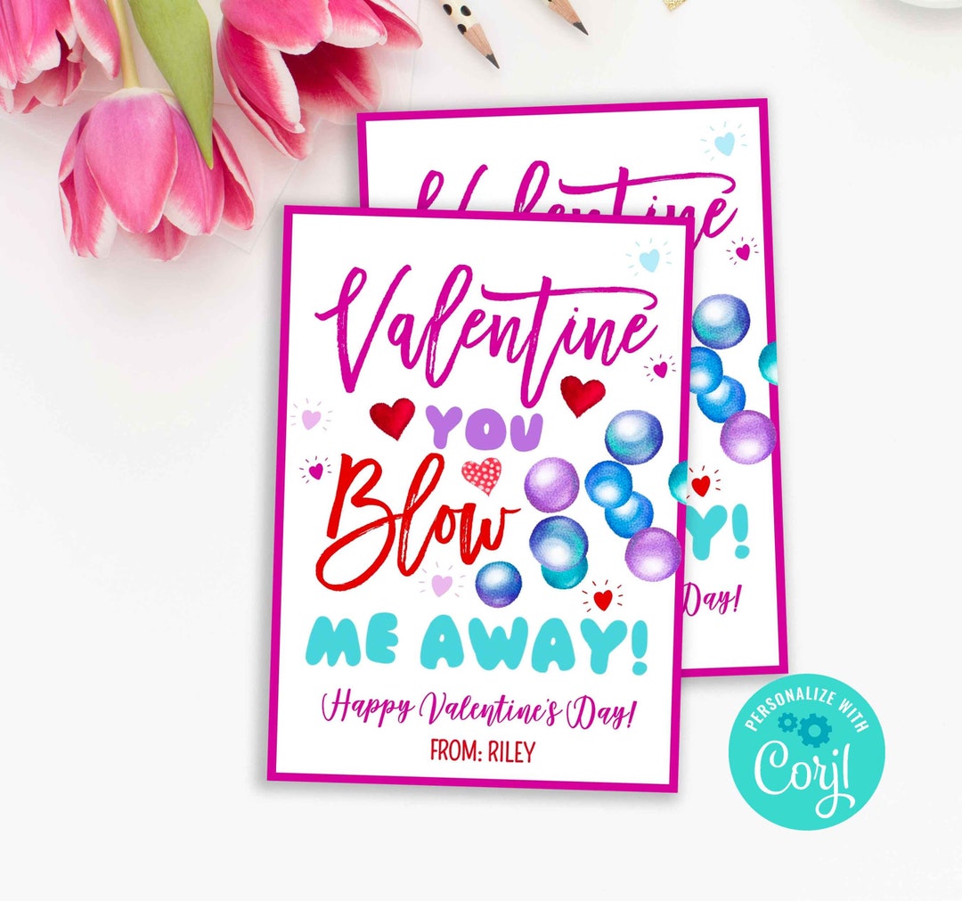 Valentines Bubbles Gift Tag You Blow Me Away Gift Tag Label Bubble Gift ...