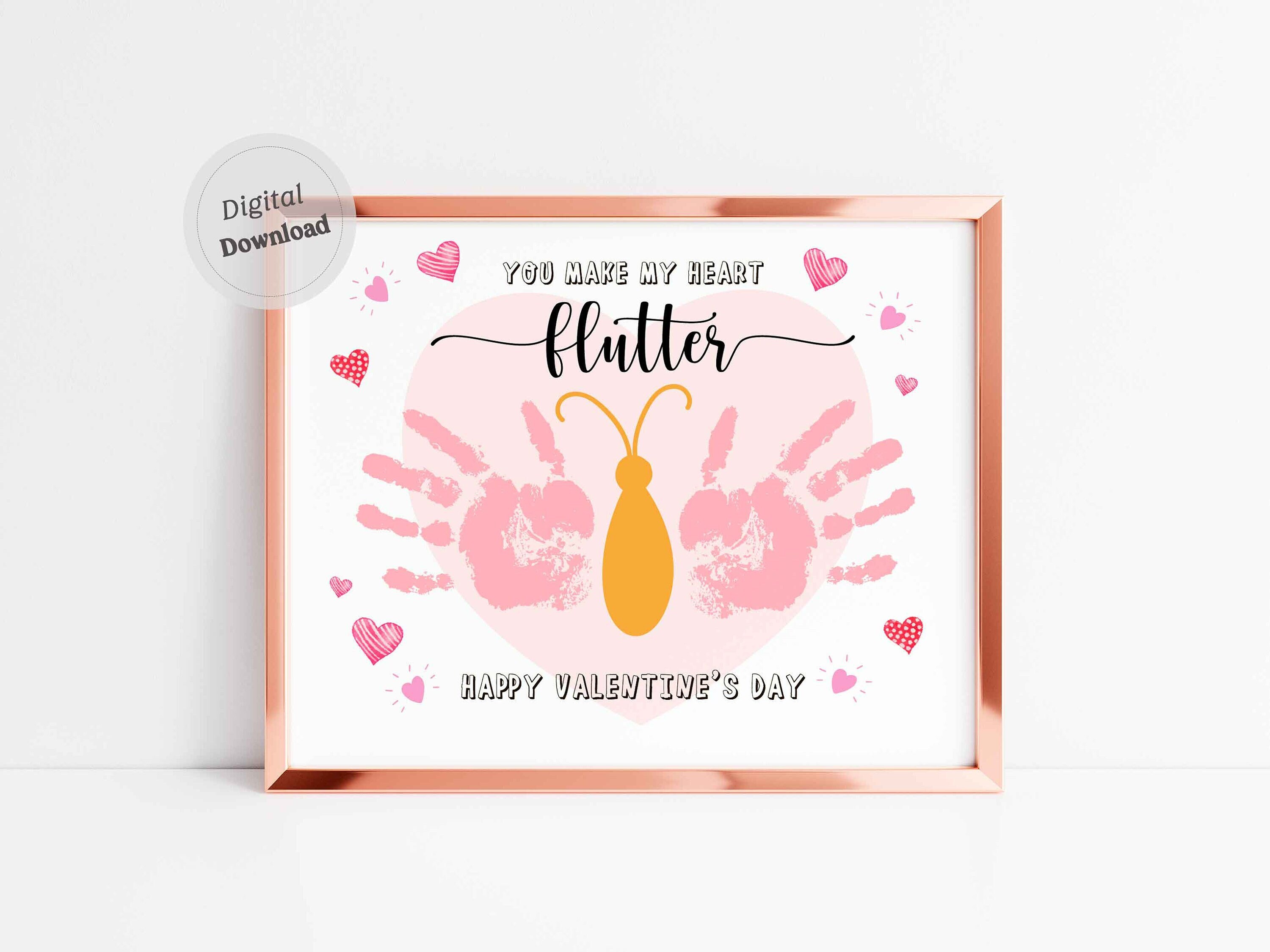 You Make My Heart Flutter Printable Valentine Handprint Baby - Etsy