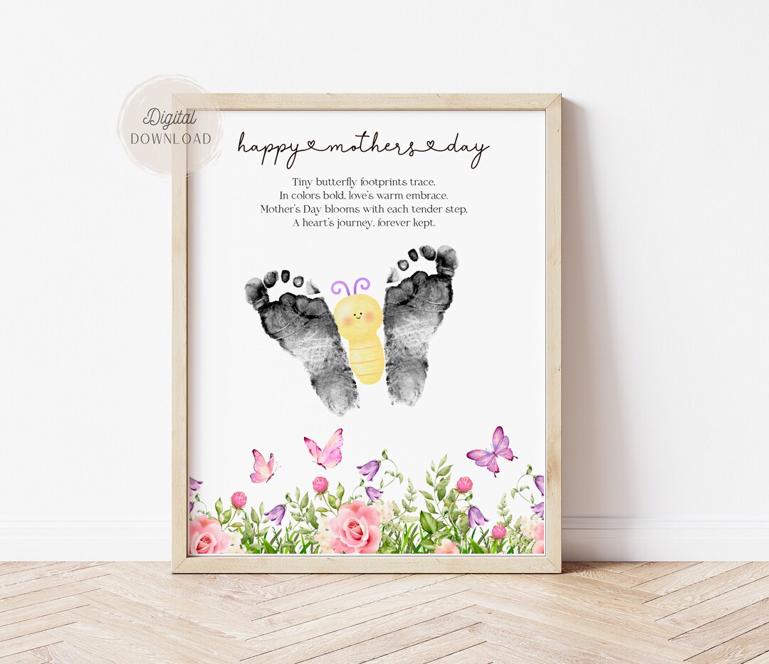 Footprint Art for Mother's Day, Butterfly Footprint With Poem ...