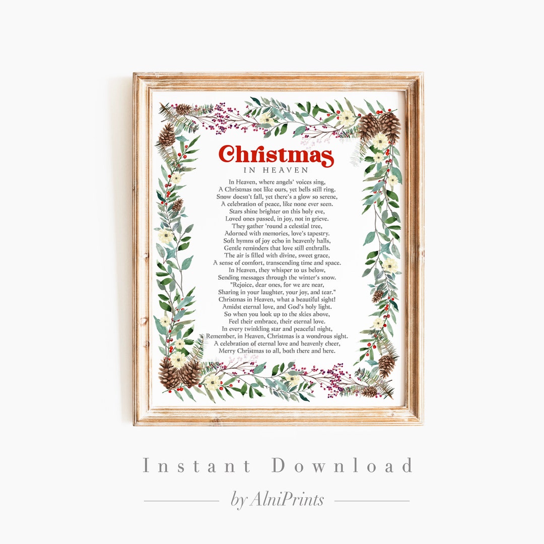 Christmas in Heaven Printable, Remembrance Quote, Christian Poem Wall ...