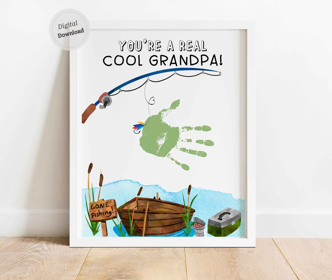 Fish Handprint Art Real Cool Grandpa Handprint Craft Template Father's ...