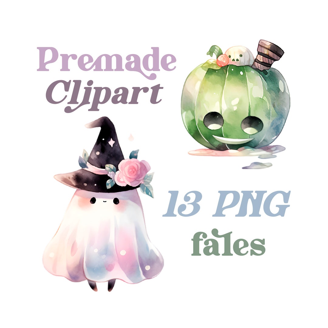 Cute Ghost Clipart Halloween Little Ghost Watercolor Clipart - Etsy