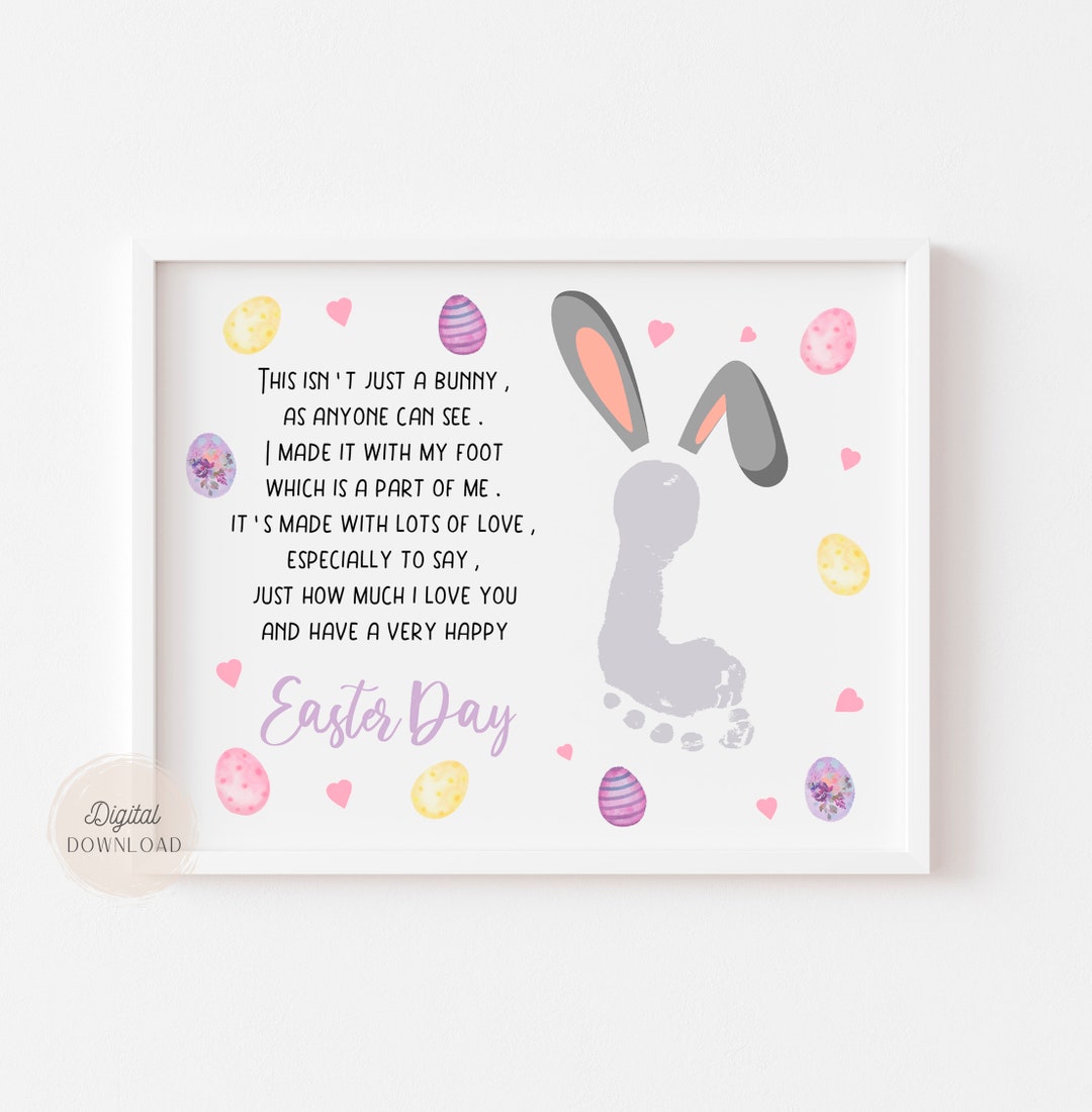 Easter Poem Bunny Feet Footprint Printable Handprint Art Template New ...