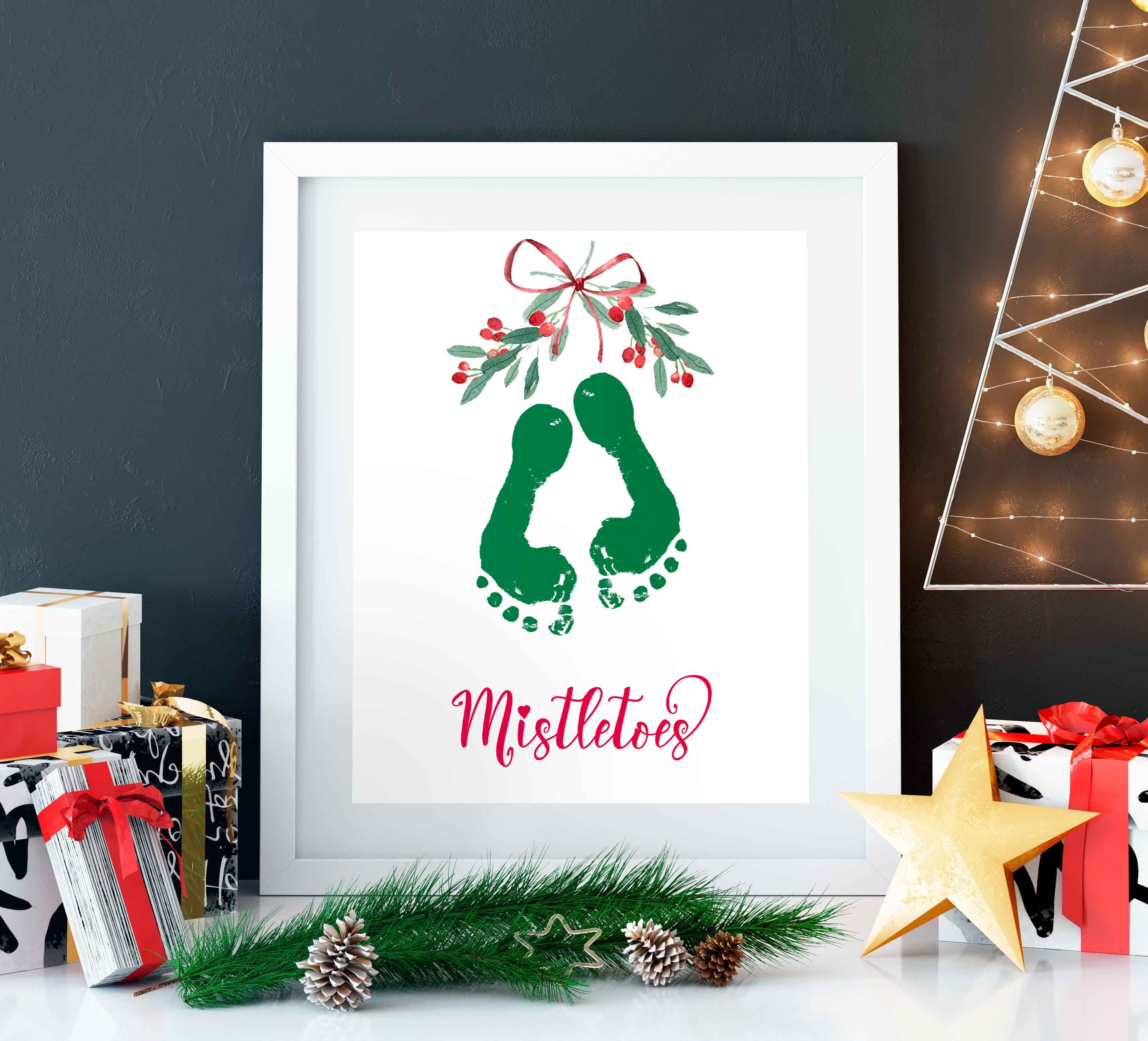 Mistletoes Mistle-toes Footprint Art Craft Printable Templet - Etsy