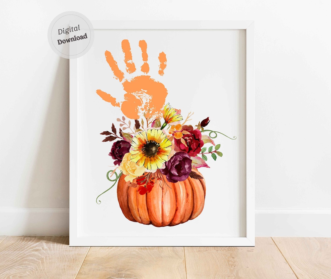 Thanksgiving Handprint Art Template Sunflower Pumpkin - Etsy
