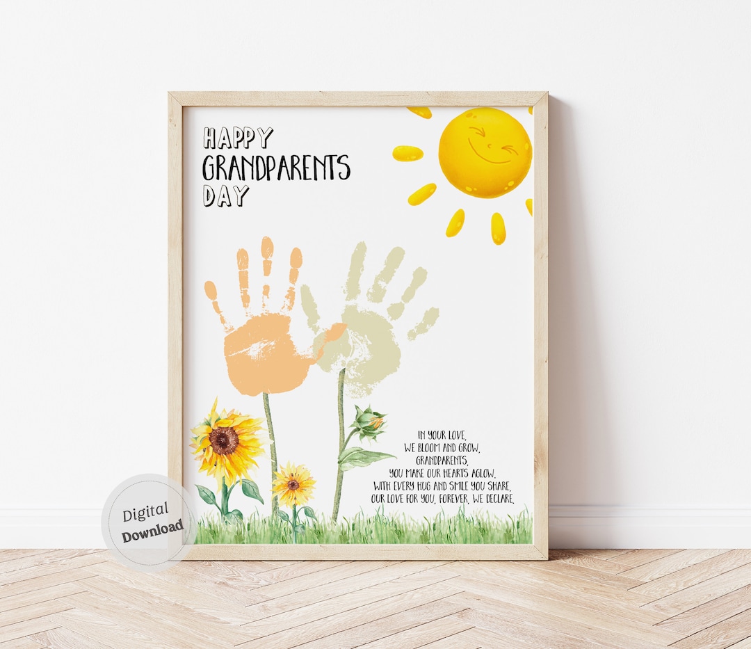 Grandparents Day Craft Poem Sunflower Handprint Art Printable ...