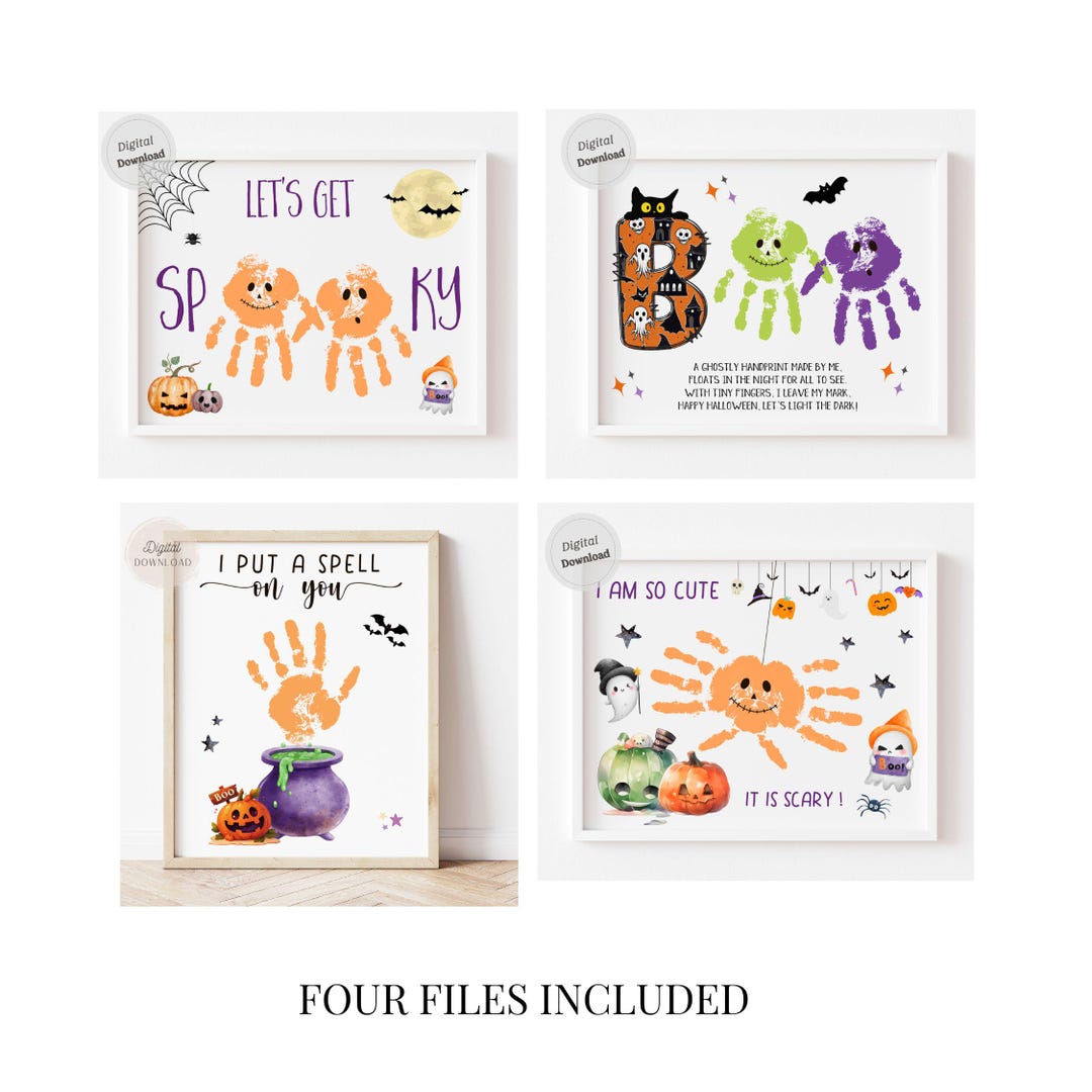 Halloween Handprint Art Craft, Ghost, Boo, Spell on You, Cute Scary ...