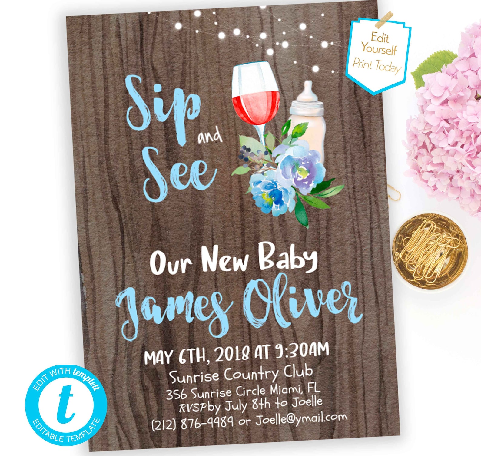 Editable Boy Sip and See Invitation Templete Meet and Greet - Etsy