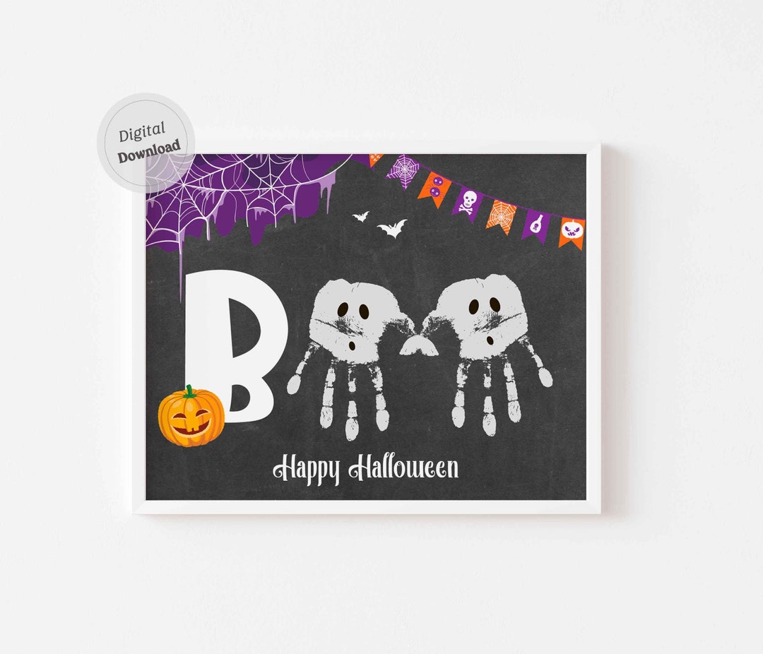 Ghost Handprint Printable Halloween Art Boo Template Baby Infants ...