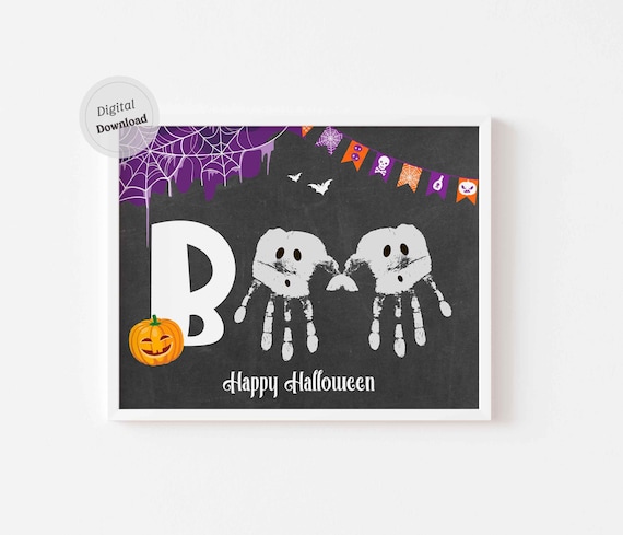 Ghost Handprint Printable Halloween Art Boo Template Baby - Etsy
