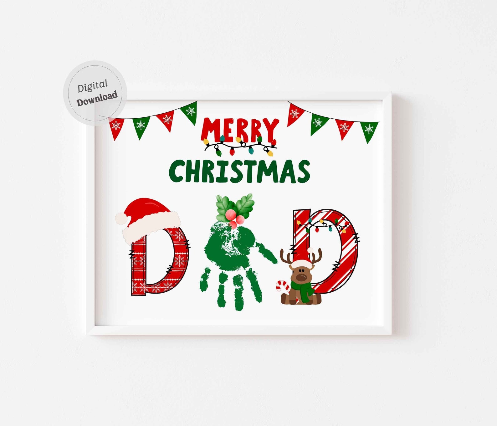 Dad Handprint Art Card Printable Grandparent Christmas Xmas - Etsy