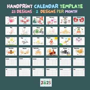 2025 Year Handprint Calendar, Printable Handprint Craft, Bundle ...