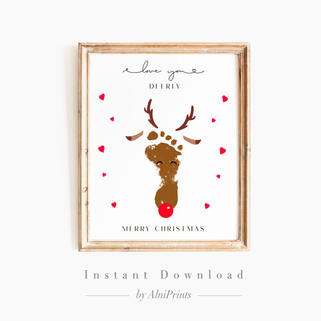 I Love You Deerly, Reindeer Footprint, Christmas Footprint Art, Foot ...
