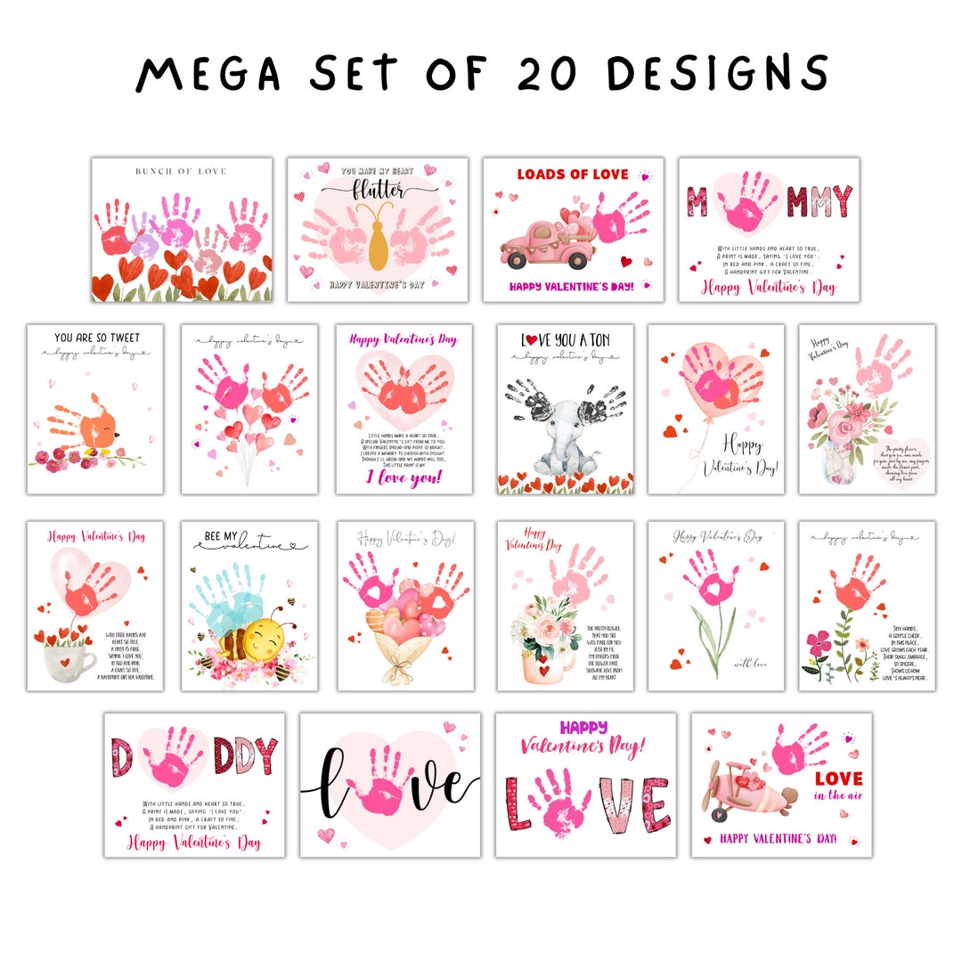 Valentine's Day Crafts - 20 Valentine Handprint Art Bungle - Valentine ...