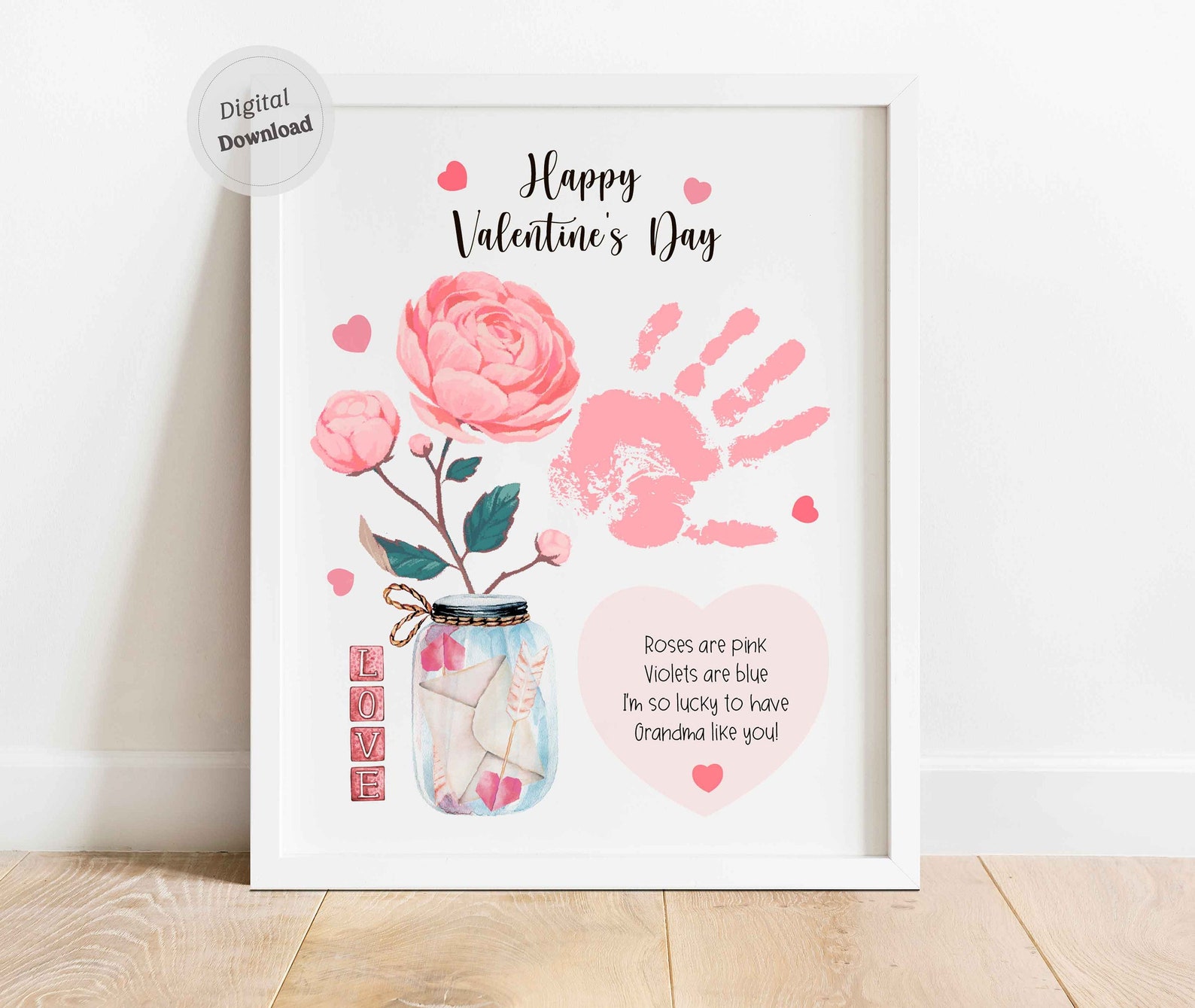 Grandma Valentine Roses Handprint Poem Baby Handprint Art - Etsy