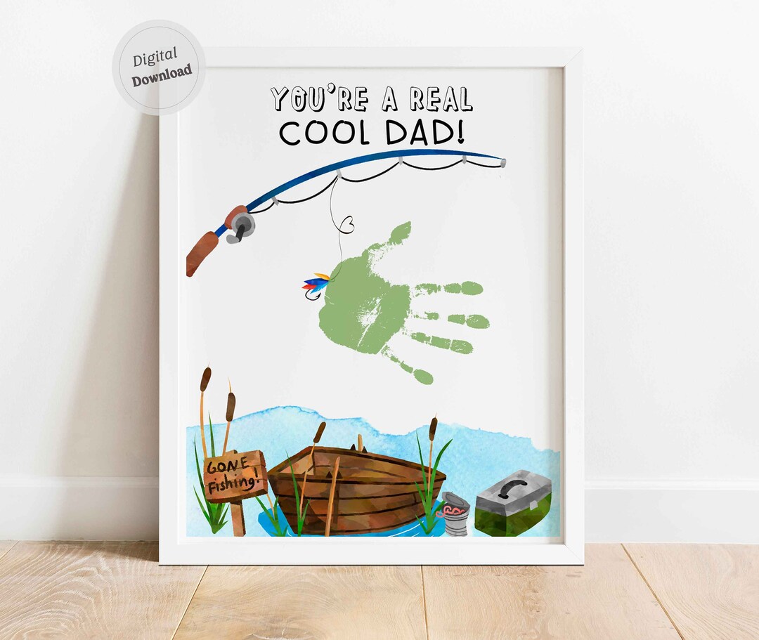 Real Cool Dad Father's Day Fish Handprint Craft Printable Template ...