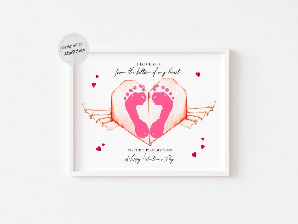 Valentine Heart Footprint Template Bottom of My Heart Poem - Etsy