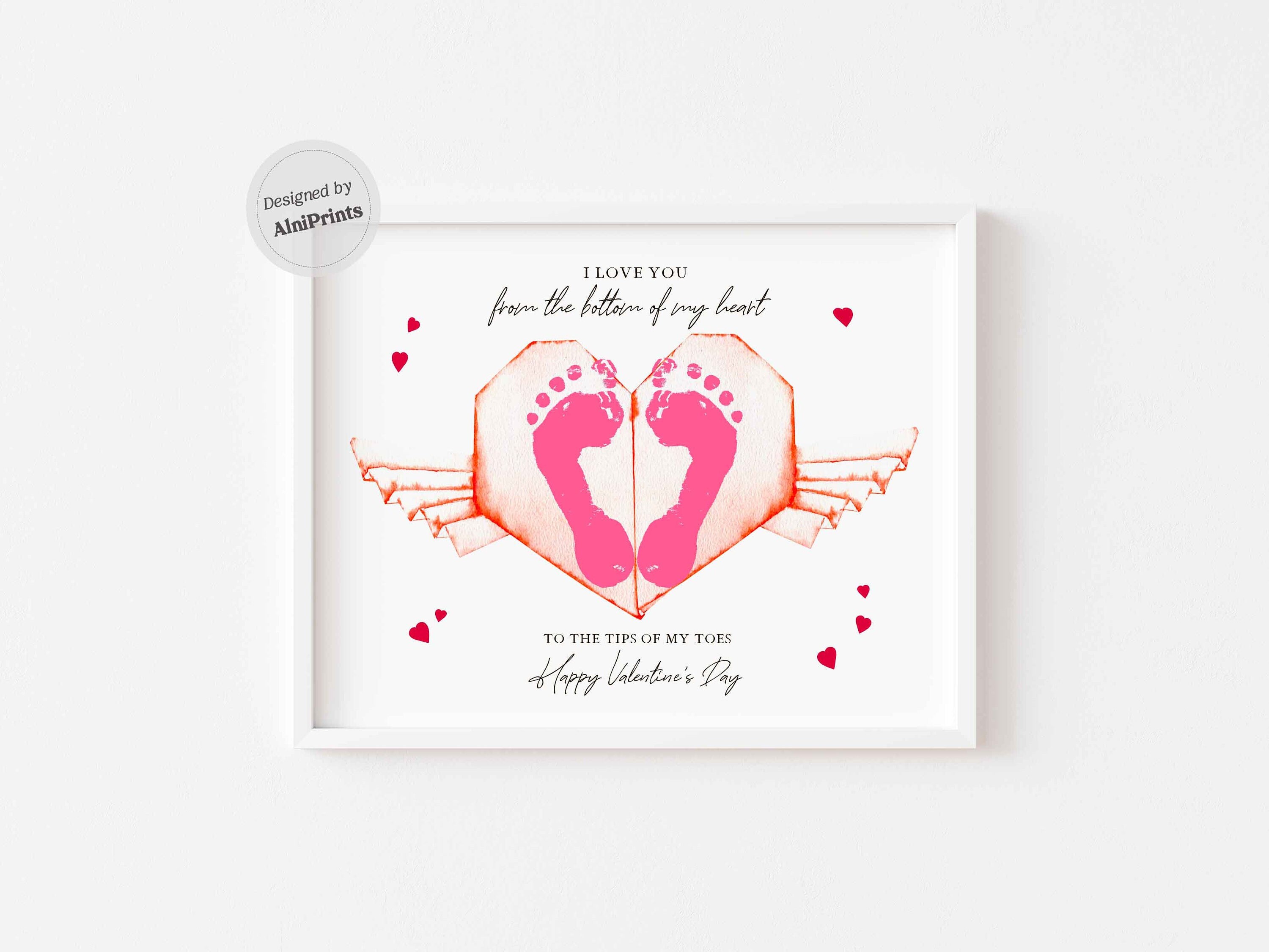 Valentine Heart Footprint Template Bottom of My Heart Poem - Etsy