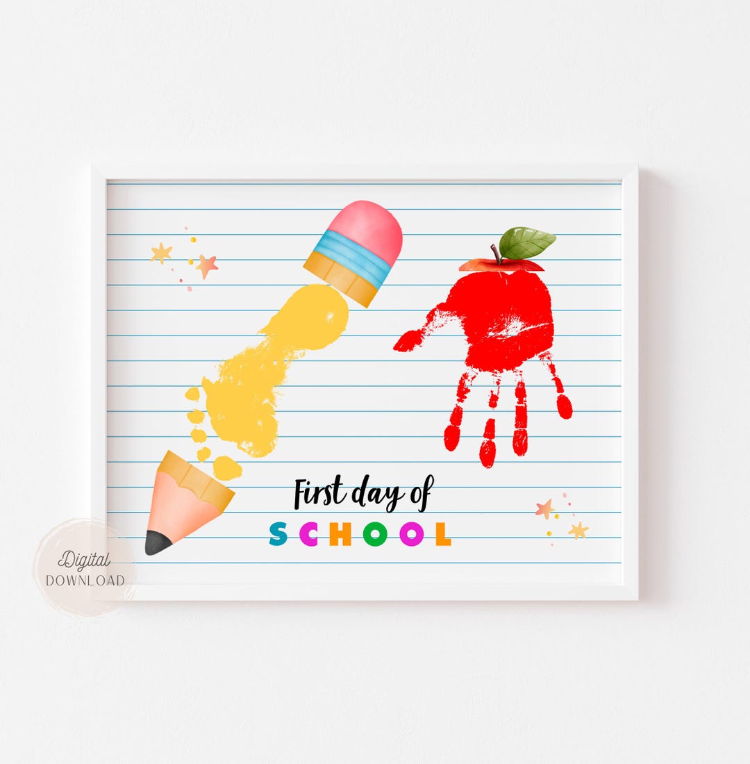 Pencil Apple Handprint Art Template, 1st First Day School Handprint ...