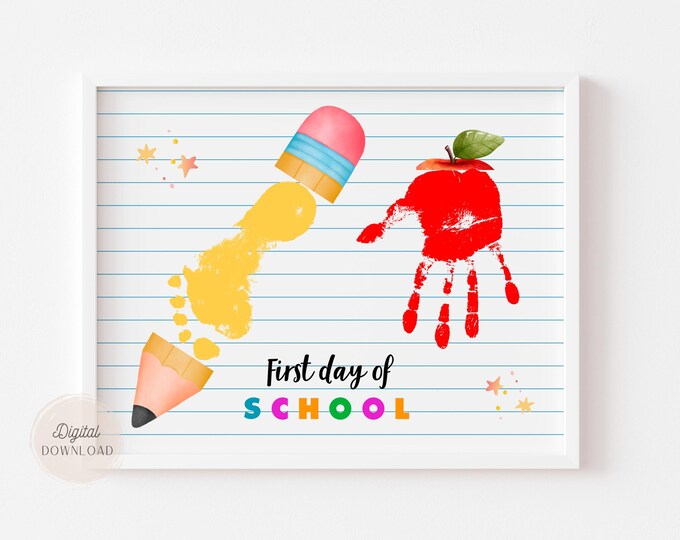 Pencil Apple Handprint Art Template, 1st First Day School Handprint ...