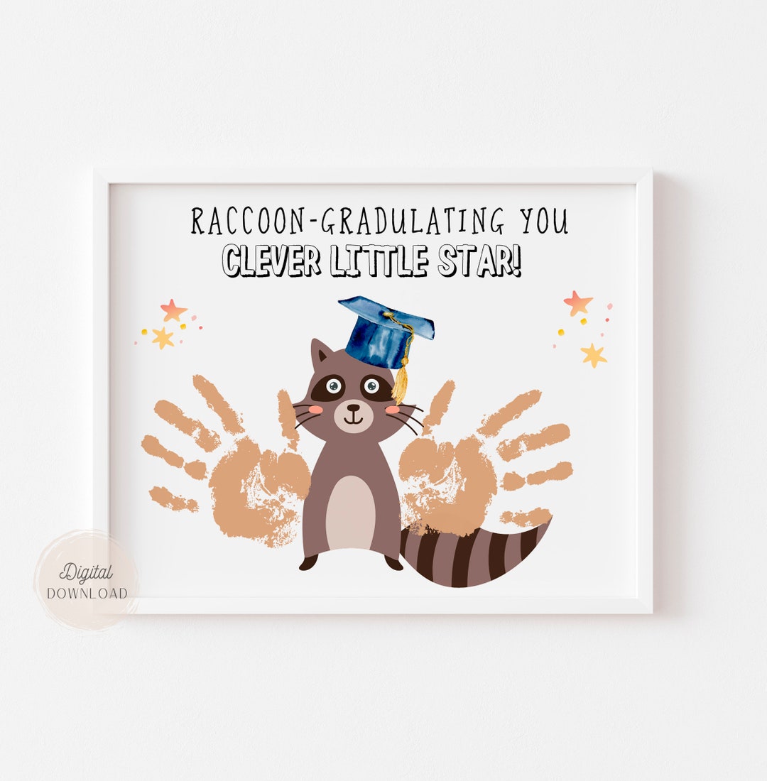 Graduation Crafts, Grad Handprint, Last Day of School Raccoon Handprint ...