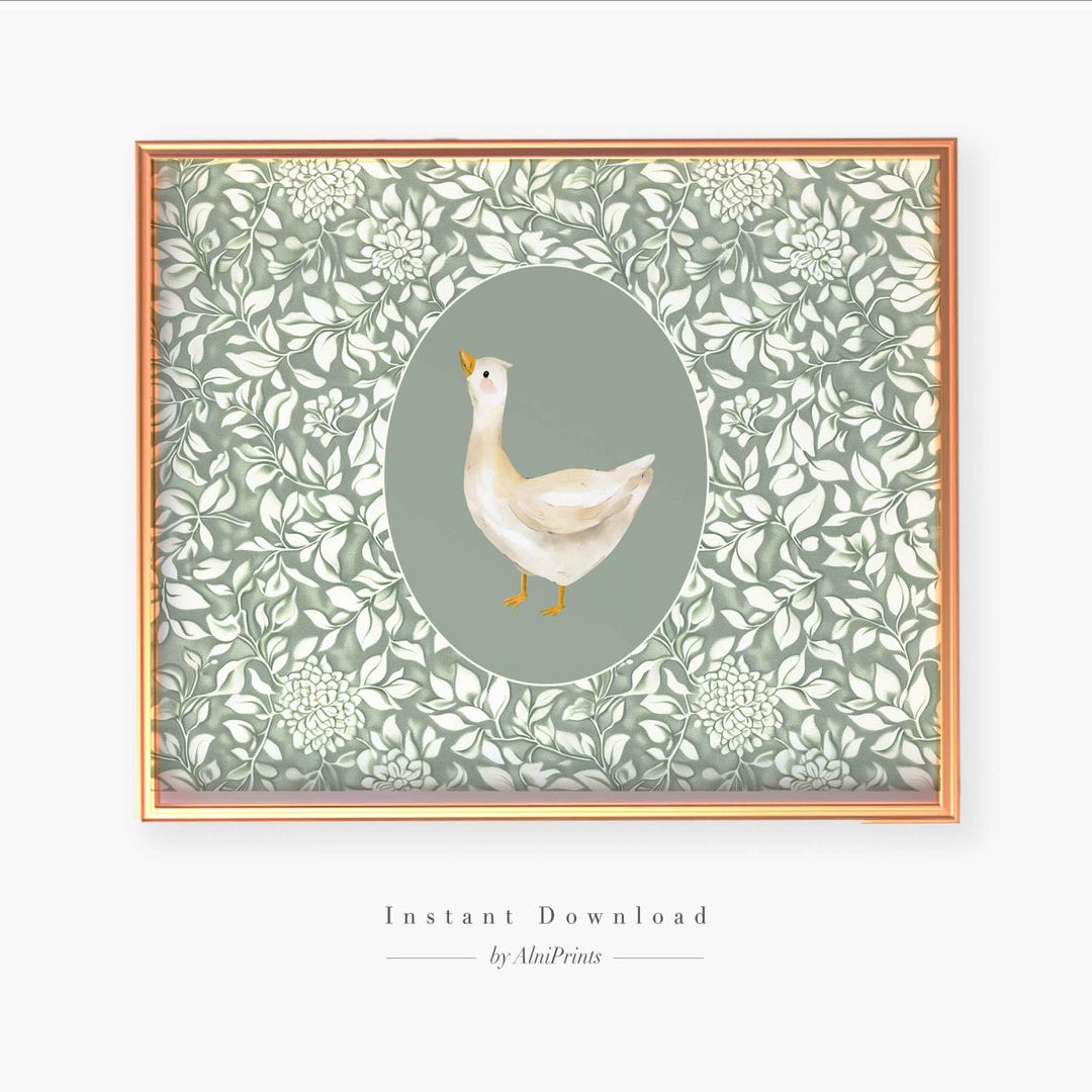 Silly Goose Print, Vintage Landscape Aesthetic Nursery, Girl or Boy ...