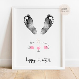 Bunny Footprint, Bunny Foot Print Craft, Hoppy Easter, Easter Handprint ...