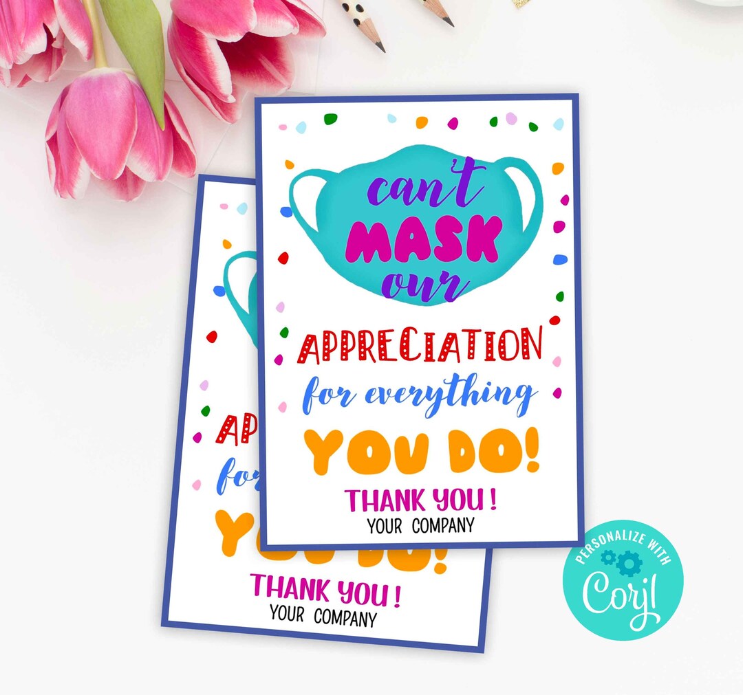 Can't Mask Our Appreciation Gift Tag Teacher Employee - Etsy
