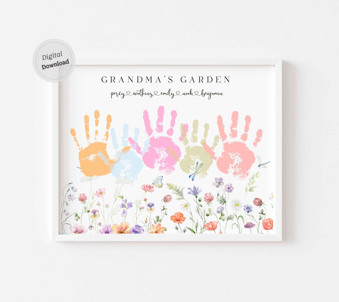 Grandma's Garden Handprint Printable Art Personalized Handprint ...