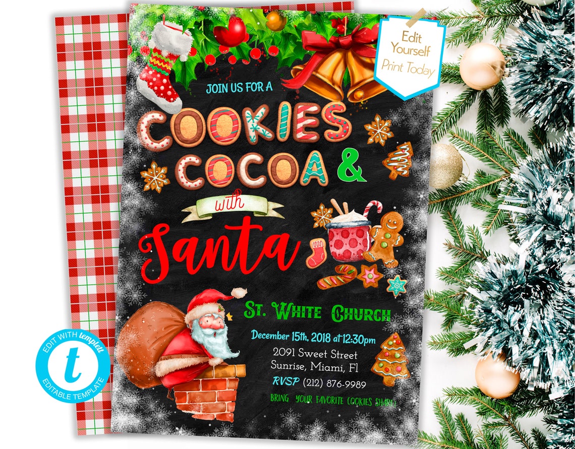 Cookies and Cocoa With Santa Poster Holiday School Church - Etsy