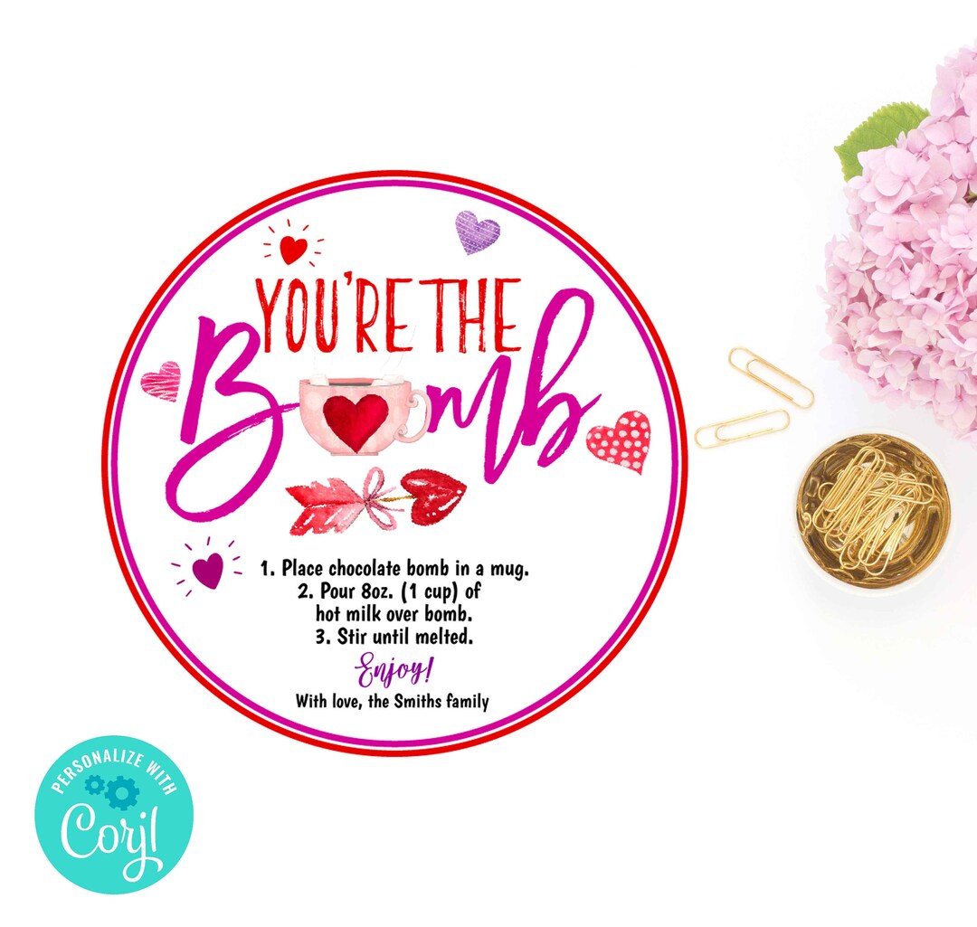 Hot Chocolate Bomb Tags Valentine's You're the Bomb - Etsy