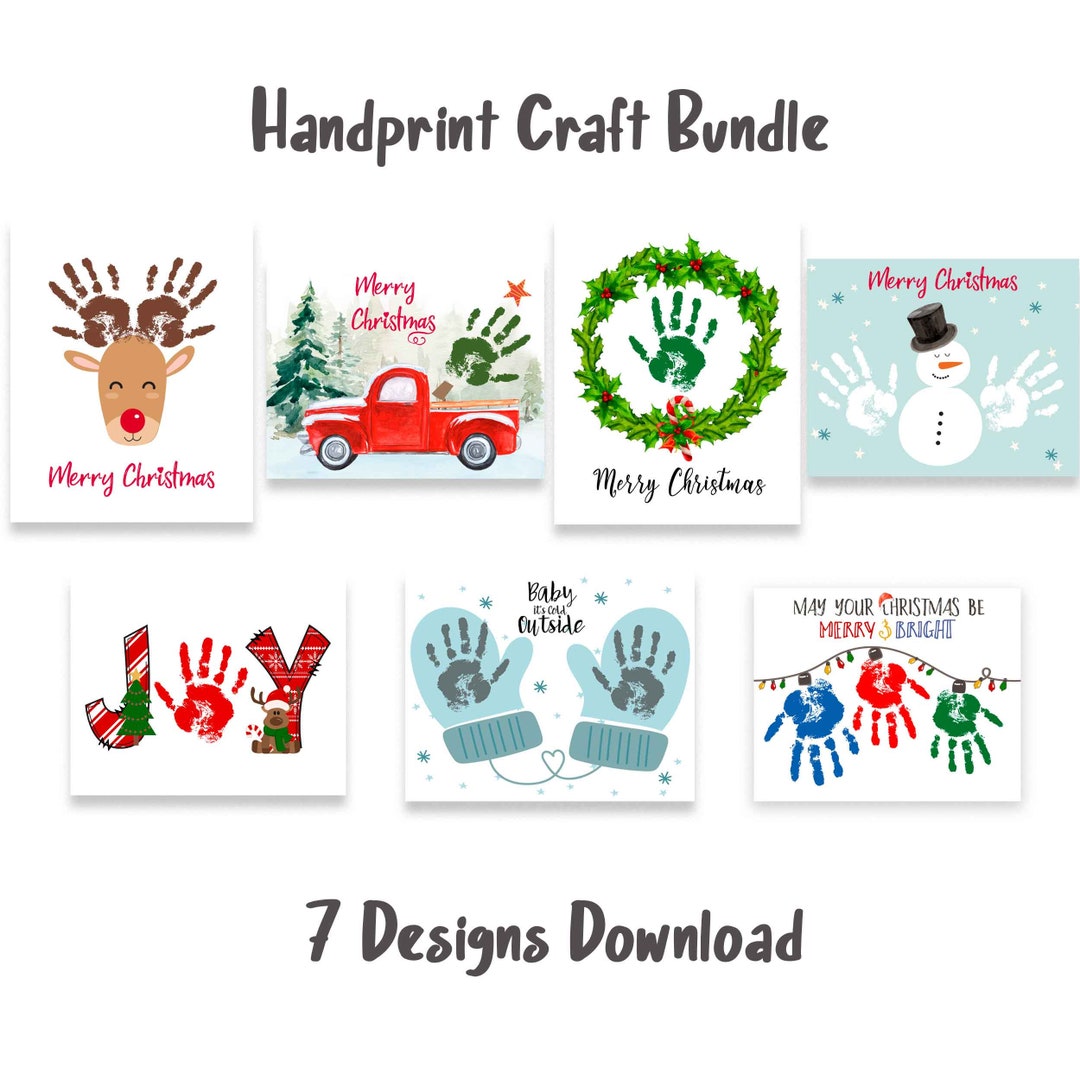 Winter Handprint Art Bundle Christmas Handprint Set Kit Craft Download ...