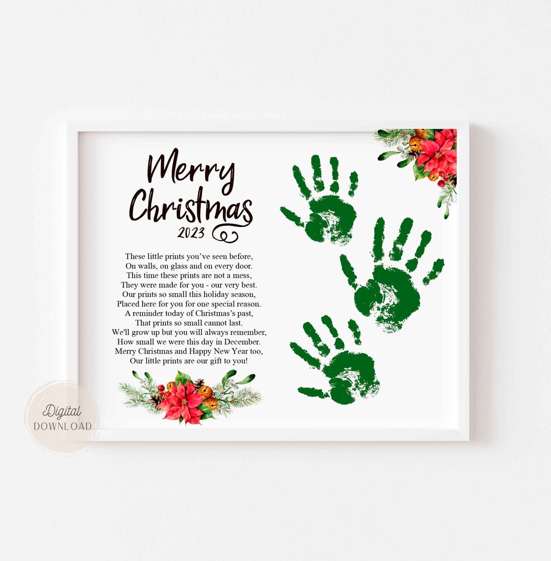 2023 Christmas Handprint Poem Baby Xmas Handprint Art Card Kids Hands ...