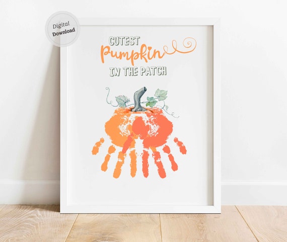 Halloween Pumpkin Handprint Art Thanksgiving Fall Crafts for - Etsy