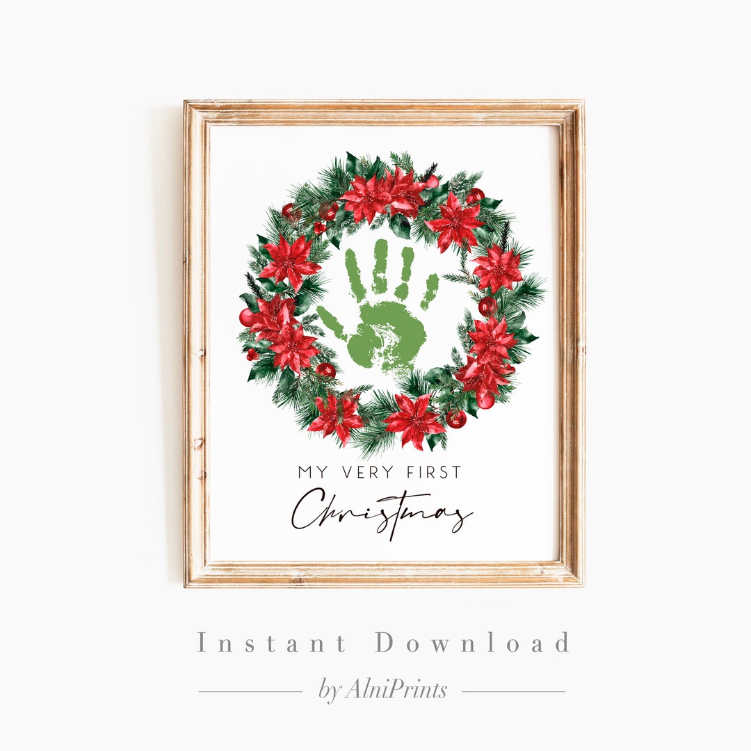 Wreath Handprint, Christmas Handprint Card, Christmas Handprint Craft ...