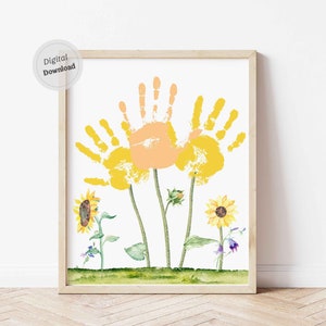 Sunflower Handprint Template Printable Mother Day Daycare Activities ...