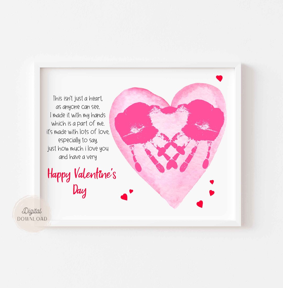 Valentine Handprint Poem Heart Love Baby Handprint Art Printable ...