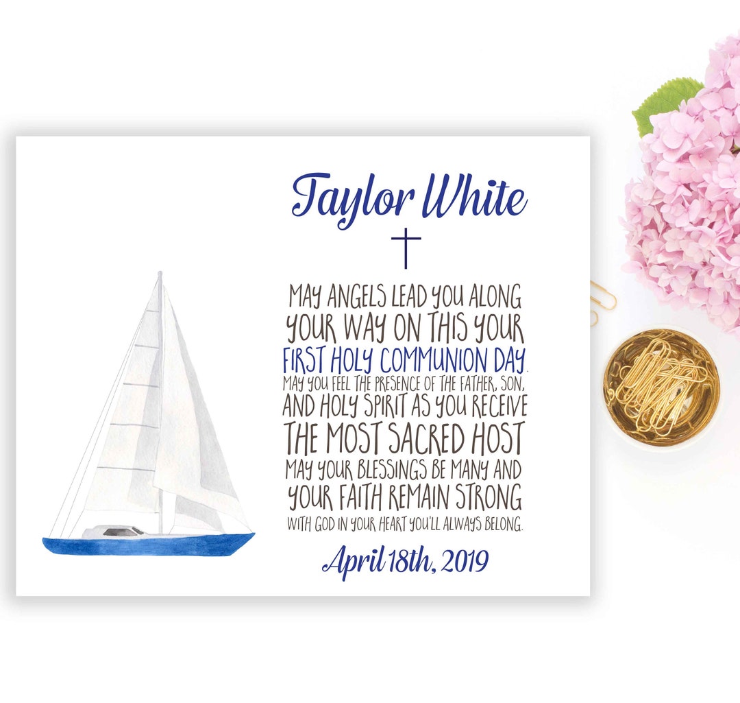 Boy First Holy Communion Printable Communion Poem Sign May Angels Lead ...