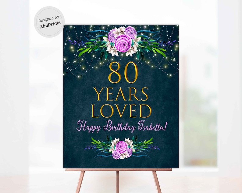 80 Birthday Sign 80 Years Loved Custom Birthday Welcome Sign - Etsy