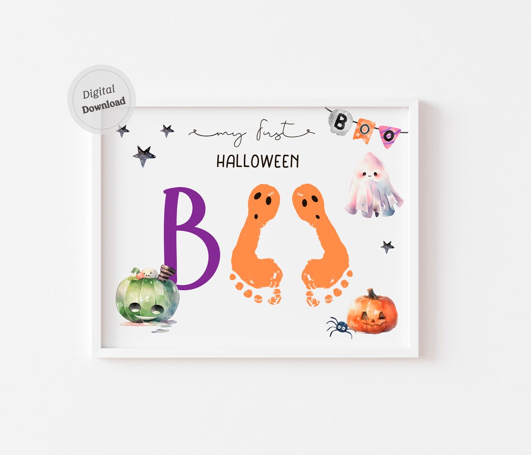 My First 1st Halloween Footprint Art Crafts / Printable Download Ghost ...