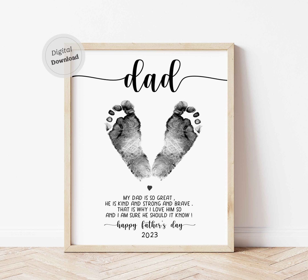 Dad Poem Father's Day Footprint Art Template Sign Tips - Etsy