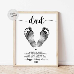 Dad Poem Father's Day Footprint Art Template Sign Tips - Etsy